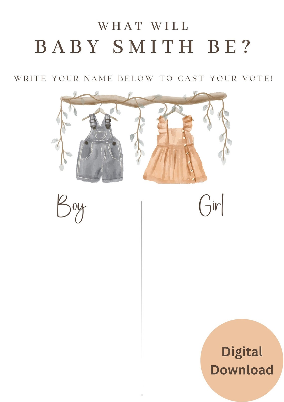 Baby Gender Guess Gender Reveal Customized Name Guess the - Etsy