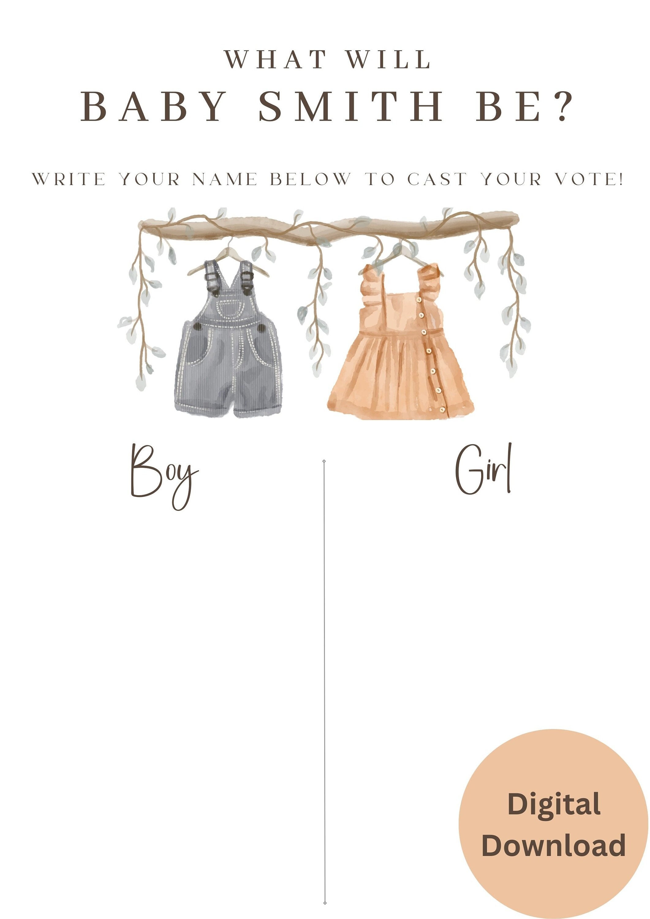 Baby Gender Guess Gender Reveal Customized Name Guess the - Etsy Australia