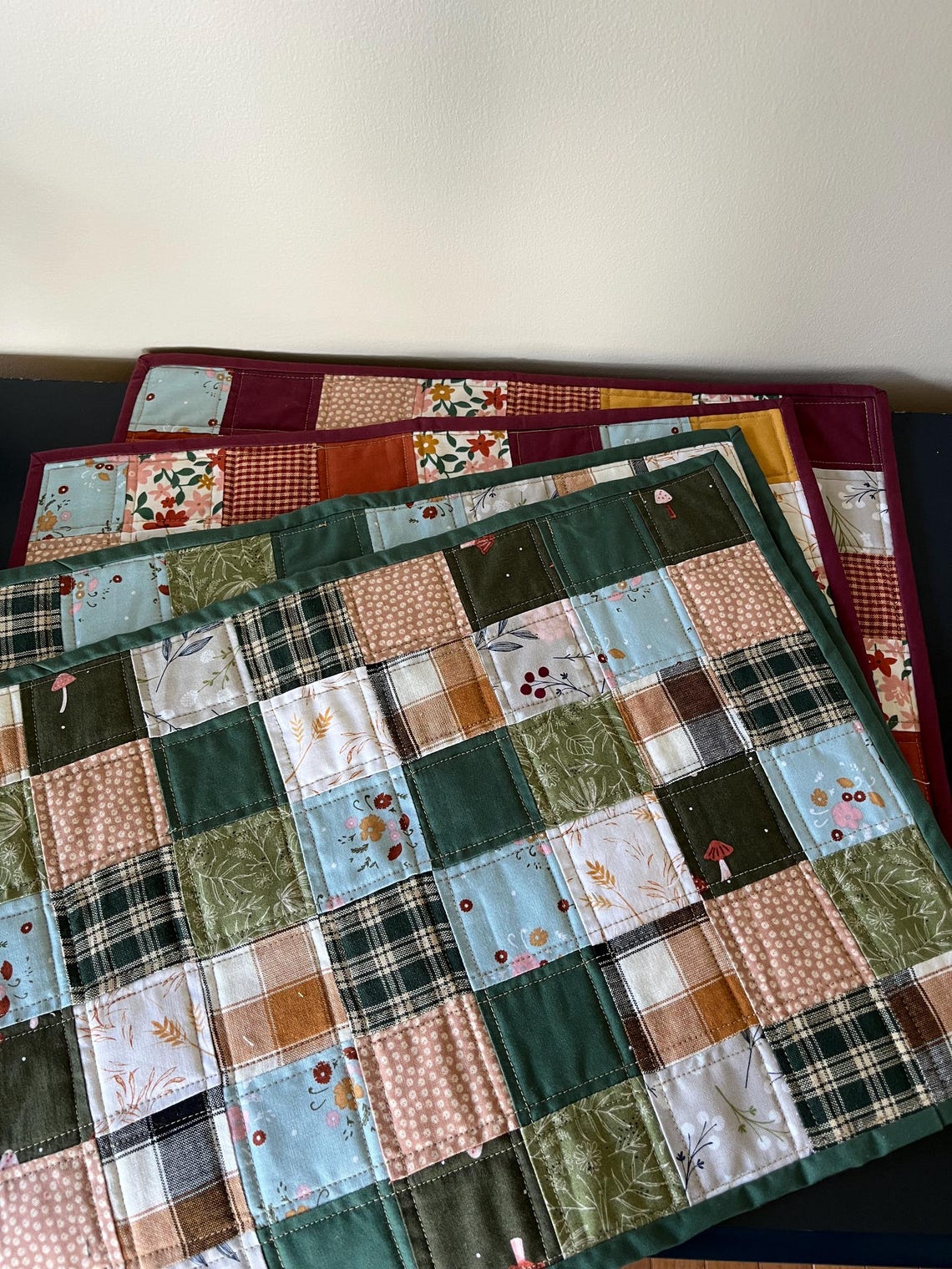 Patchwork Placemat, Mini Quilt, Home Deco, Placemat, Quilted Mat, Gift ...