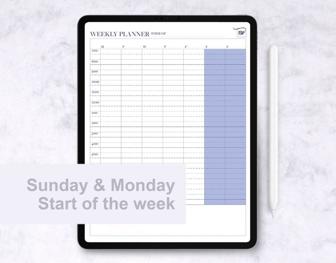 Weekly Hourly Calendar PDF 4-color, Digital Download, iPad to Do List ...