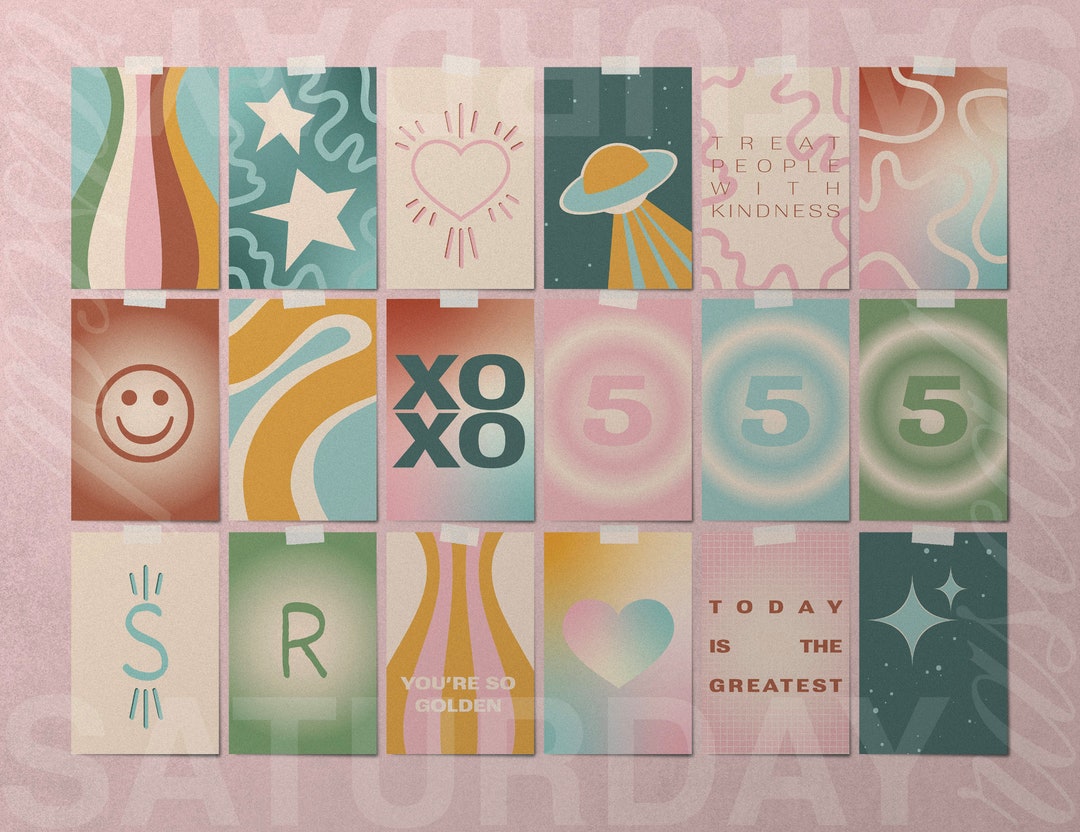 101 Digital Download Printable Wall Art Collage Kit, Colorful Wall ...