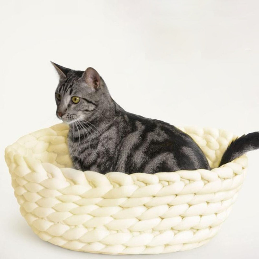 Chunky Cat Bed Cute Cat Bed Knit Cat Bed Chunky Cat Pillow - Etsy