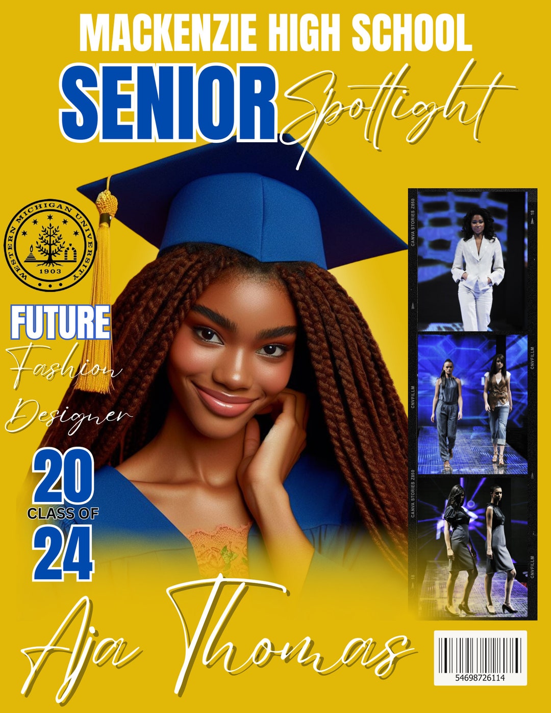 Graduation Mock Magazine Cover-template Magazine Cover-graduation Party ...