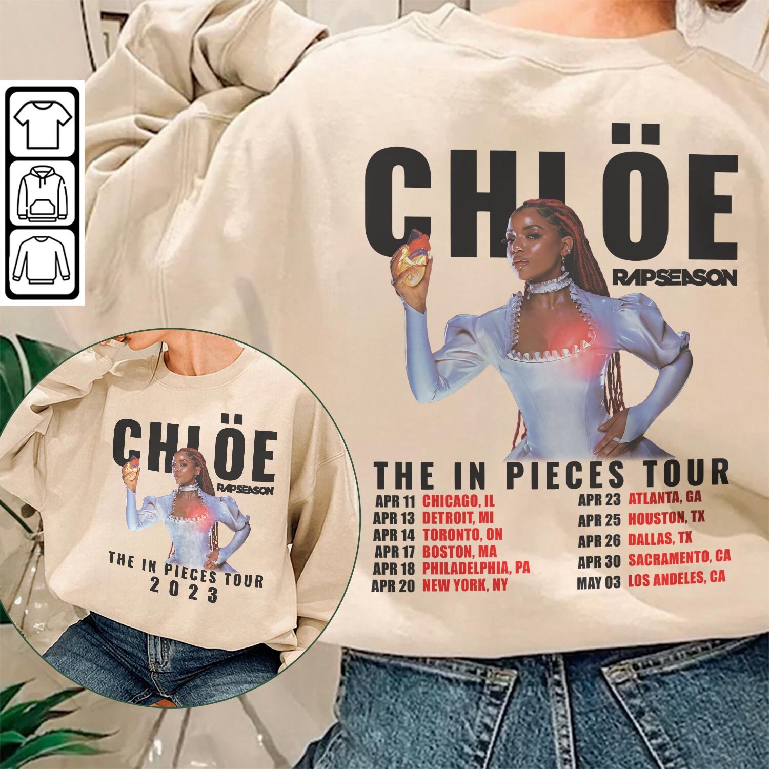 Chloe Bailey Tour Music Shirt, 2 Side The In Pieces World Tour Hoodie ...