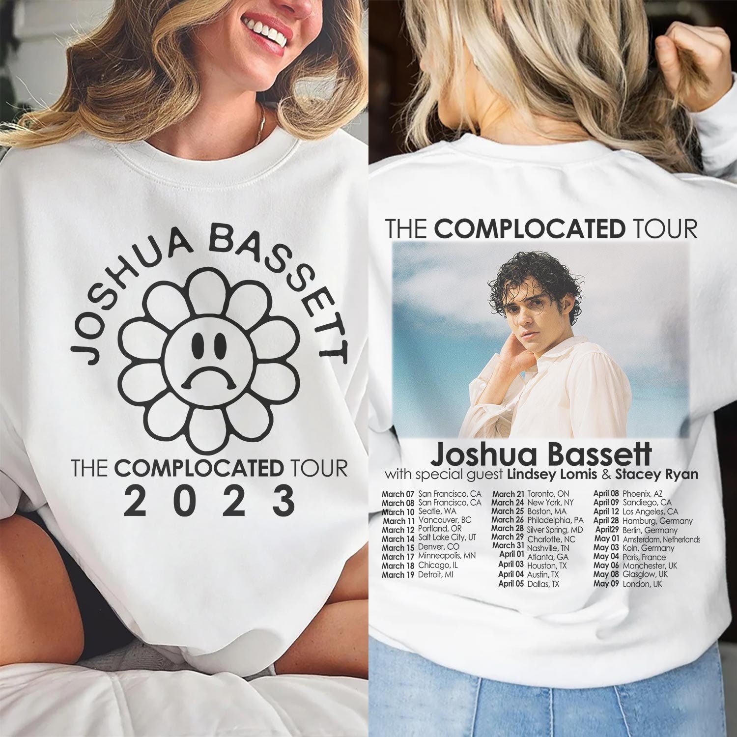 Joshua Bassett Music Shirt, 2 Side The Complicated Tour 2023 Concert Shirt