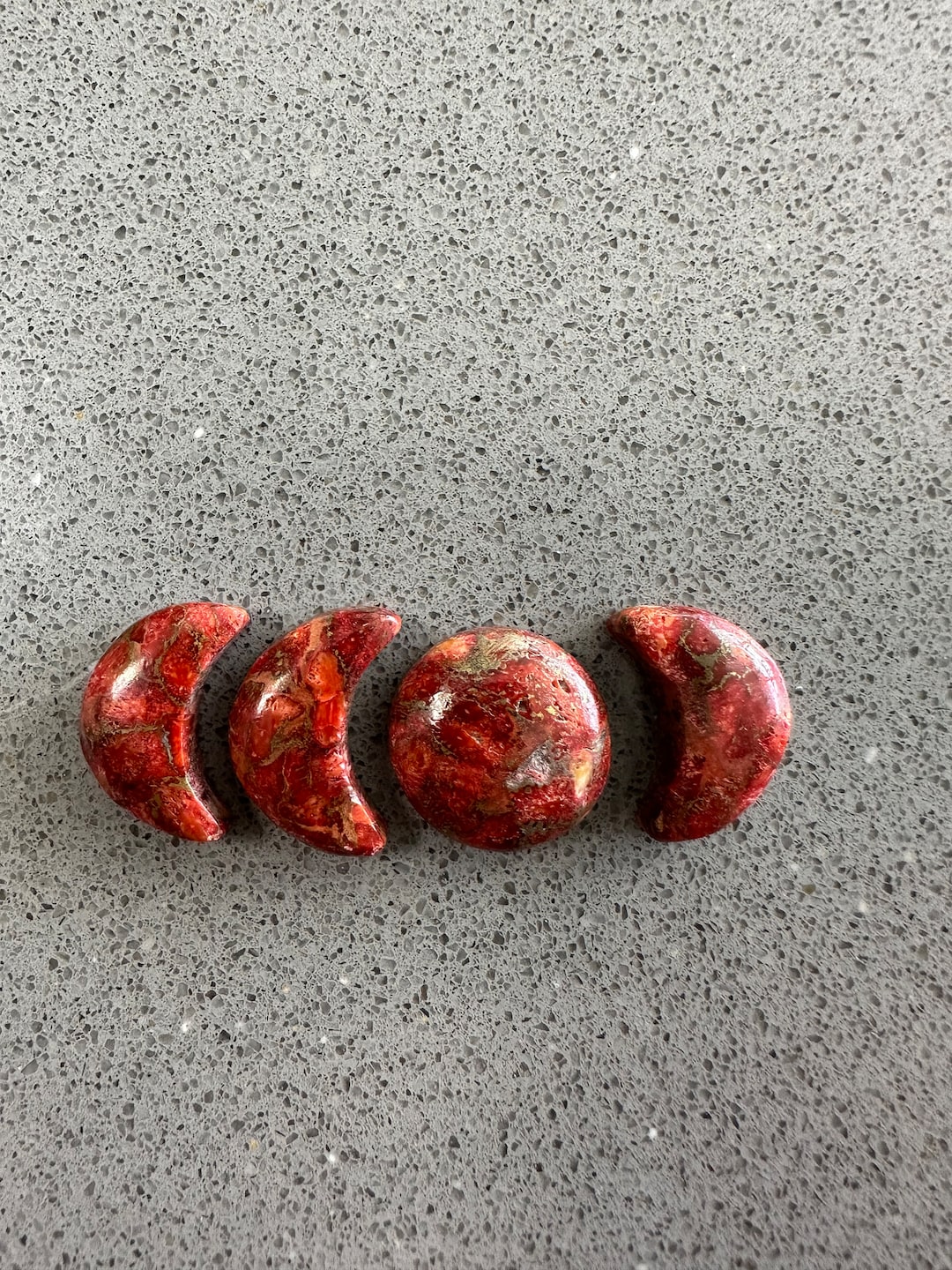 Coral With Bronze Matrix Moon Cabochons Moon Phase - Etsy