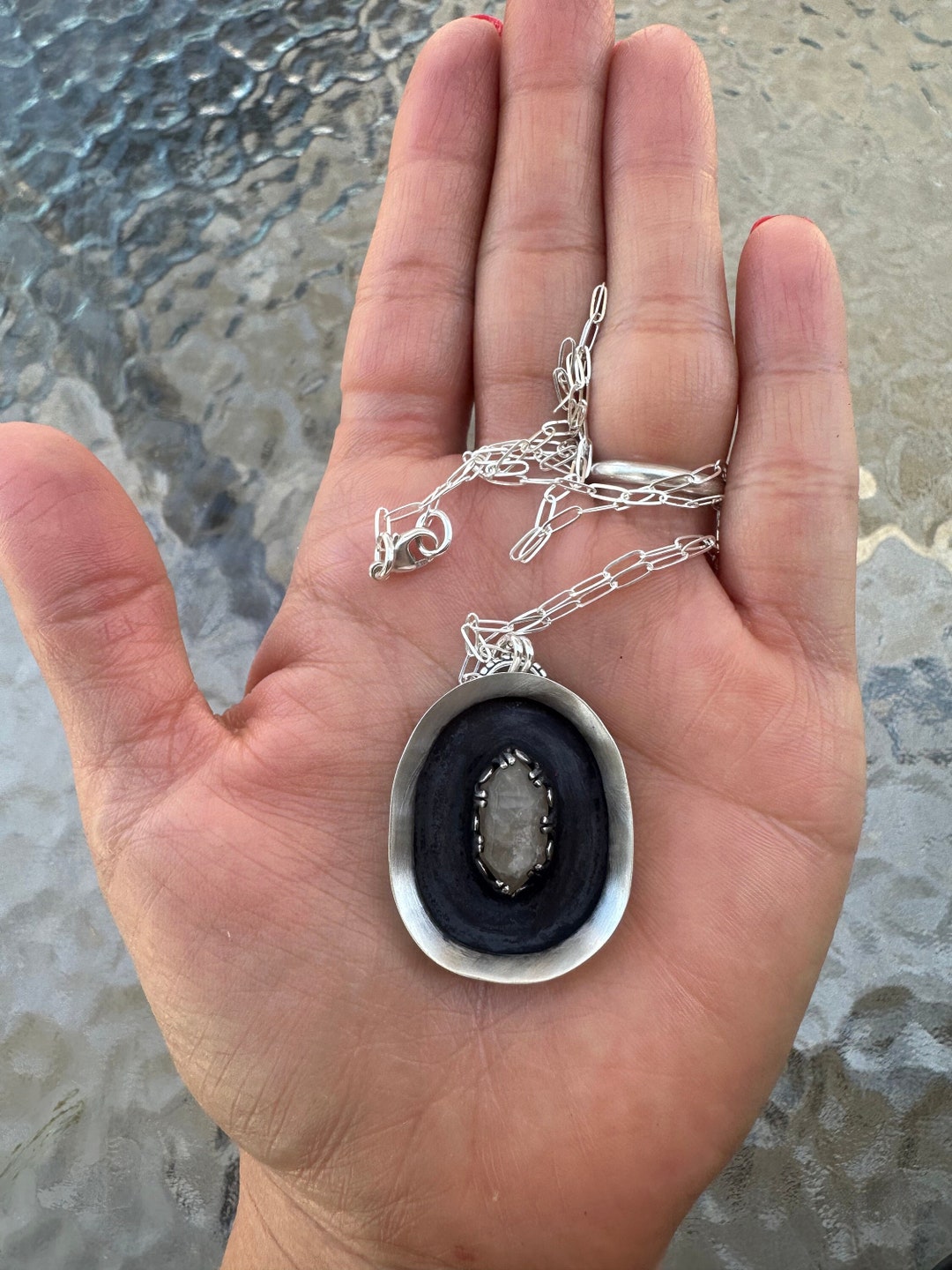 Pecos Diamond Necklace in Sterling Silver - Etsy