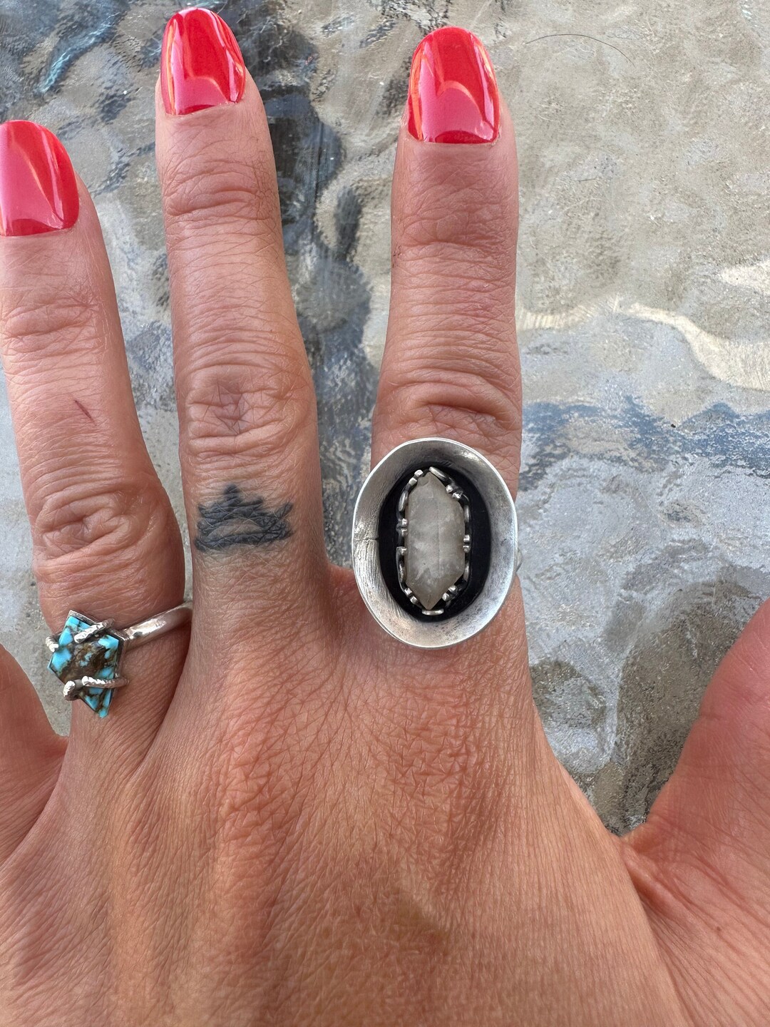 Pecos Diamond Ring Sterling Silver Size 5.5 Shadow Box - Etsy