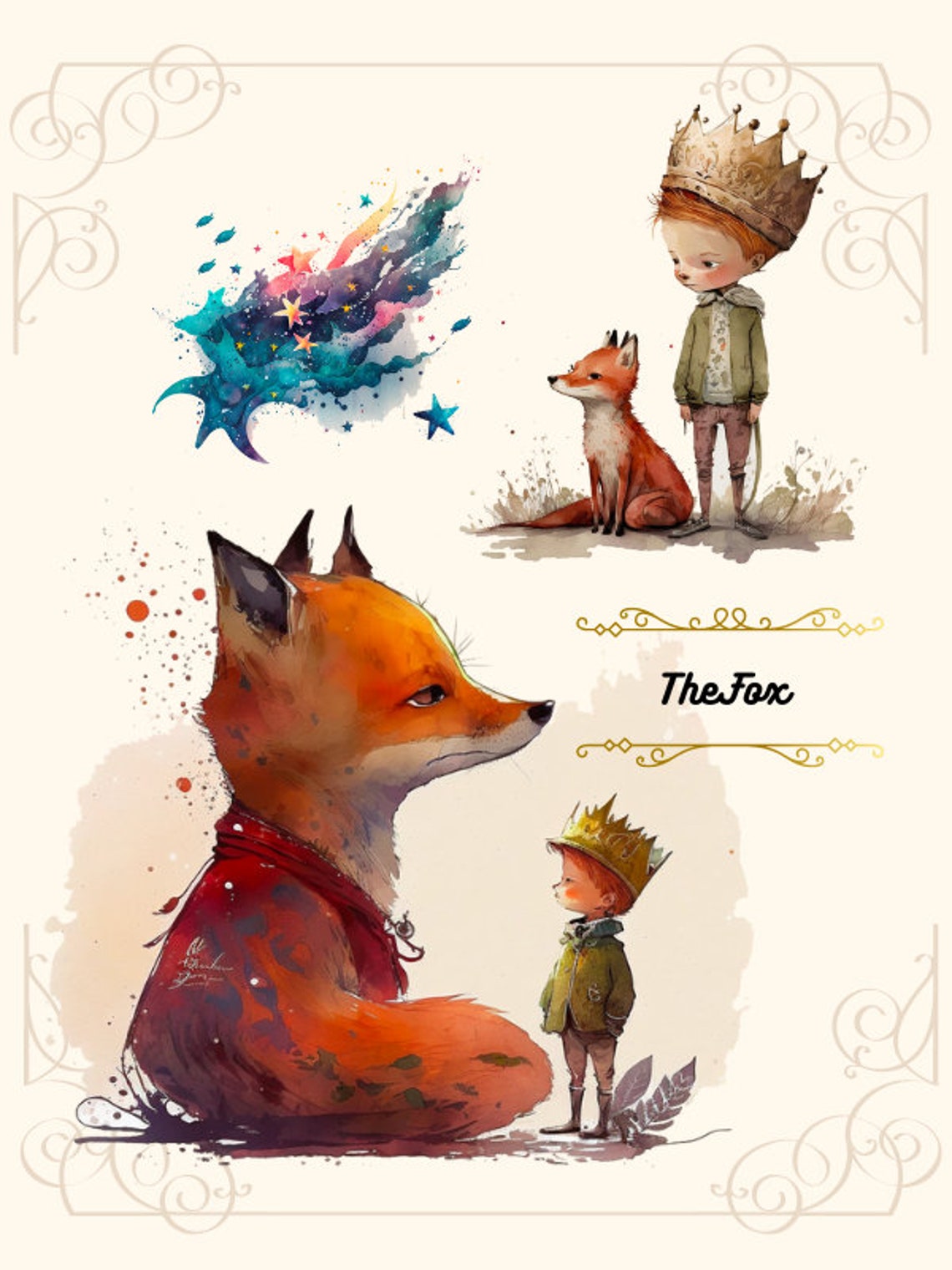 Little Prince Clipart Water Color Illustrations Instant - Etsy Australia