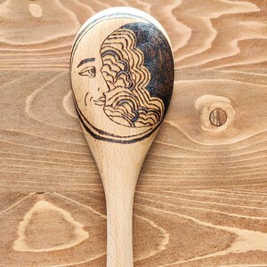 Wooden Spoon With Wood Burning Moon Design - Etsy