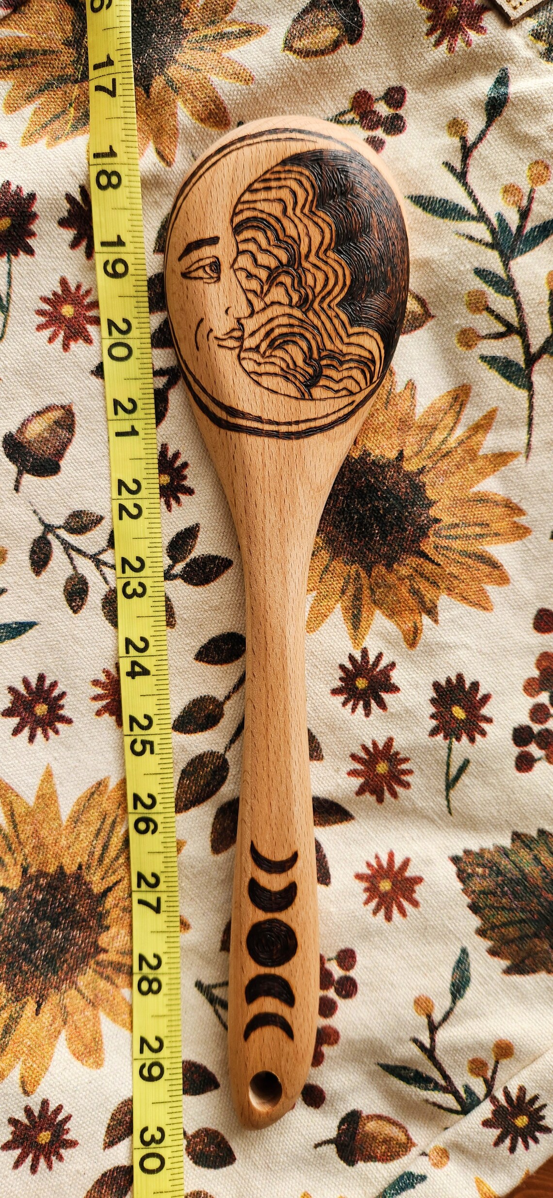 Wooden Spoon With Wood Burning Moon Design - Etsy