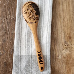 Wooden Spoon With Wood Burning Moon Design - Etsy