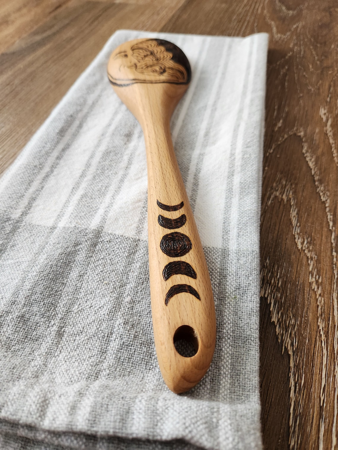 Wooden Spoon With Wood Burning Moon Design - Etsy