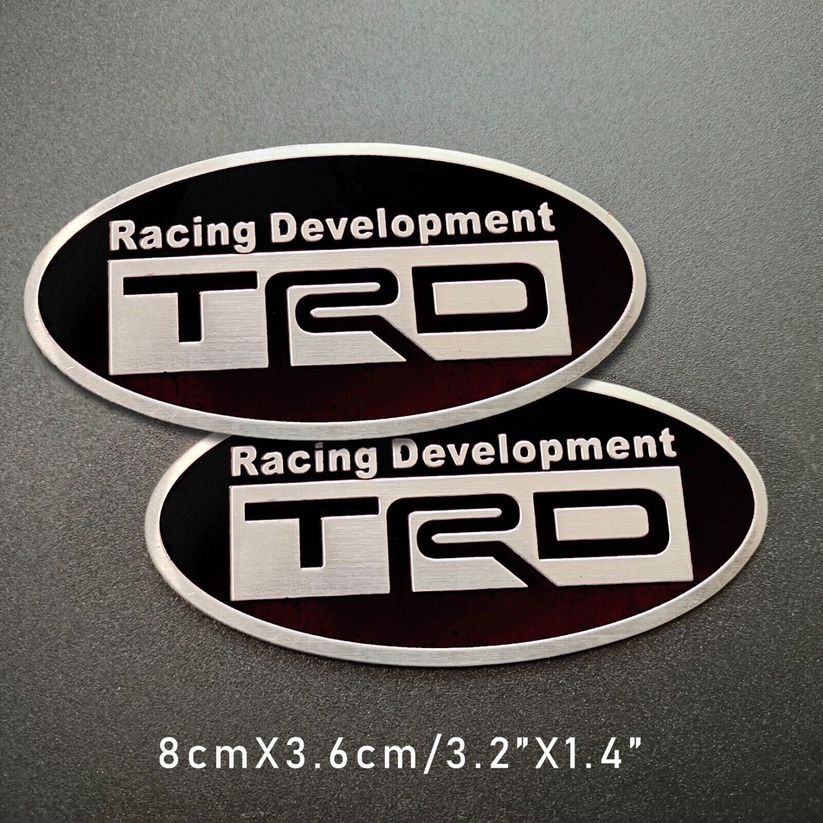 2 TRD Aluminum Metal Emblem Badge Stickers Toyota 4runner Tacoma RAV4 ...