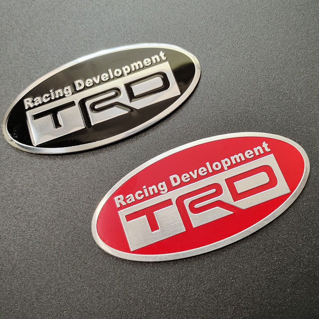 2 TRD Aluminum Metal Emblem Badge Stickers Toyota 4runner Tacoma RAV4 ...