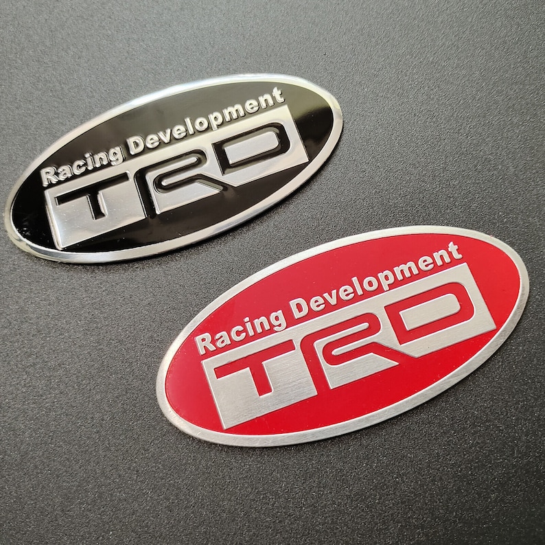 2 TRD Aluminum Metal Emblem Badge Stickers Toyota 4runner Tacoma RAV4 ...