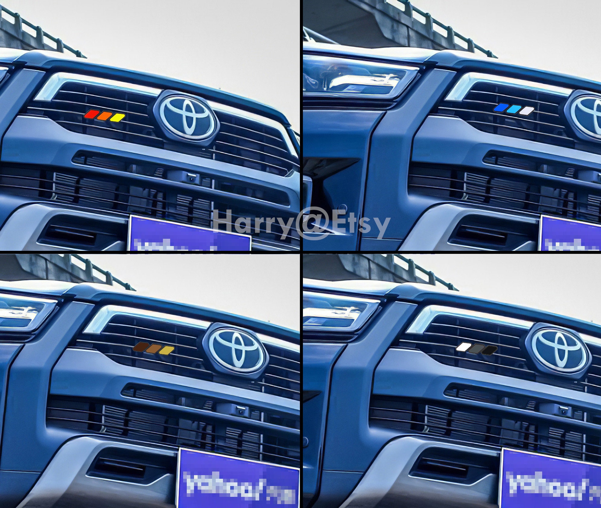 Tri-color Grille Badge TRD Emblem Red Orange Yellow for TRD PRO Off ...