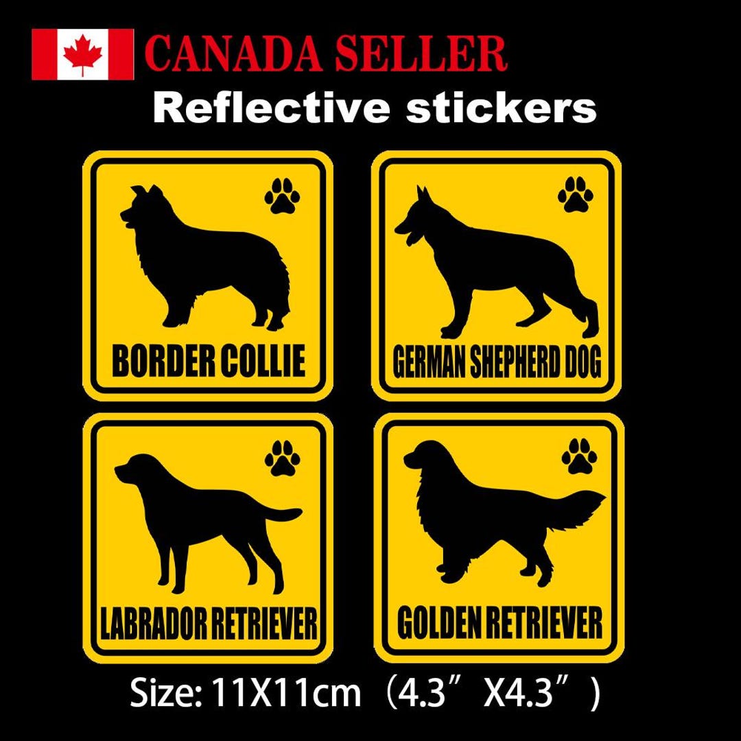 Reflective Dog Breed Car Stickers | Border Collie, German Shepherd ...