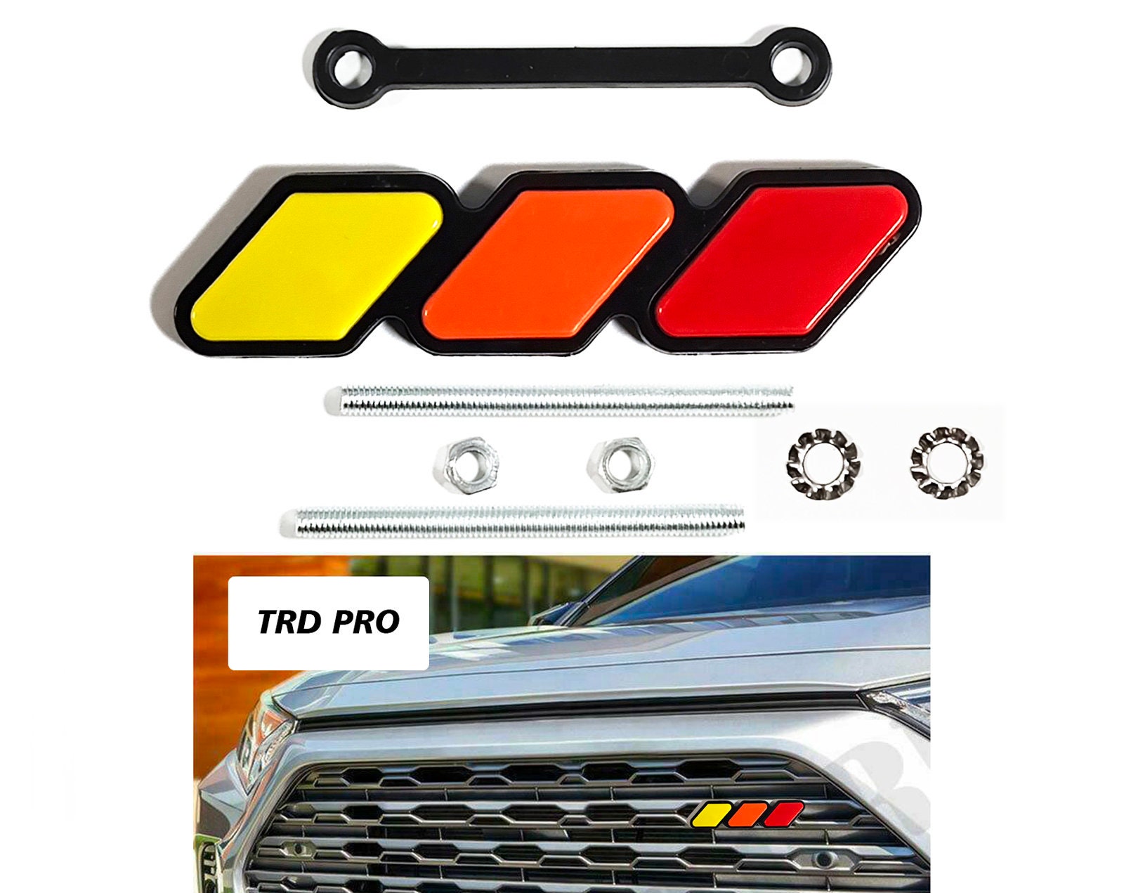 Tri-color Grille Badge TRD Emblem Red Orange Yellow for TRD PRO Off ...