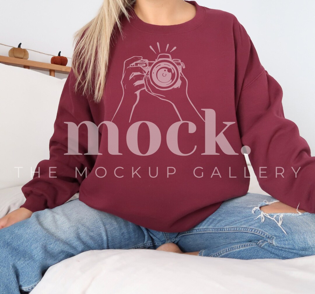 18000 Maroon Mock Up, Sweatshirt Mockup, Oversized Sweatshirt Mockup ...
