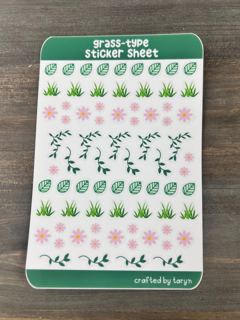 Grass-type CLEAR Sticker Sheet, DIY Decals for Toploaders, Scrapbooking ...