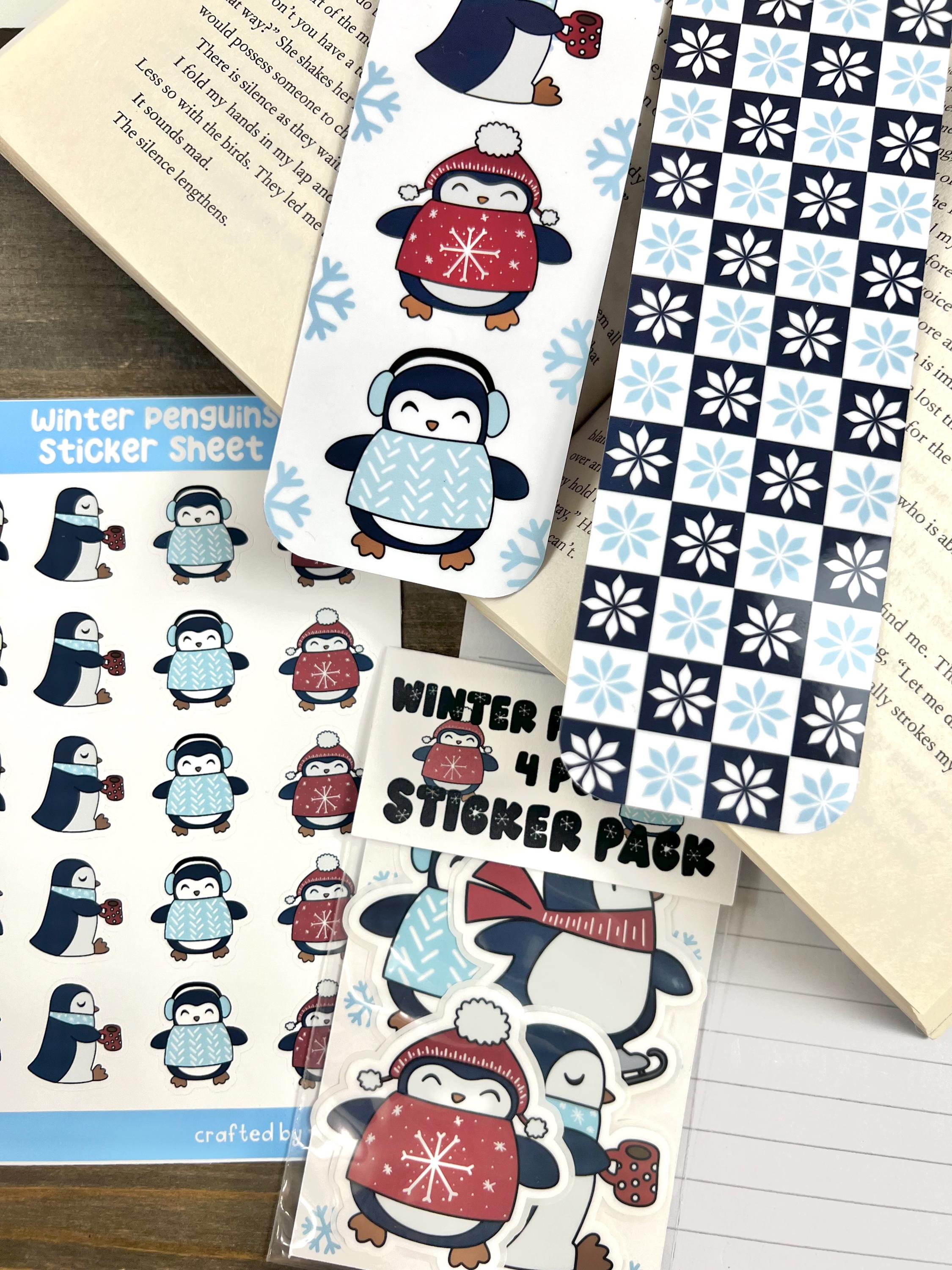 Winter Penguins Sticker Pack, January-themed Set, Decals for Journaling ...