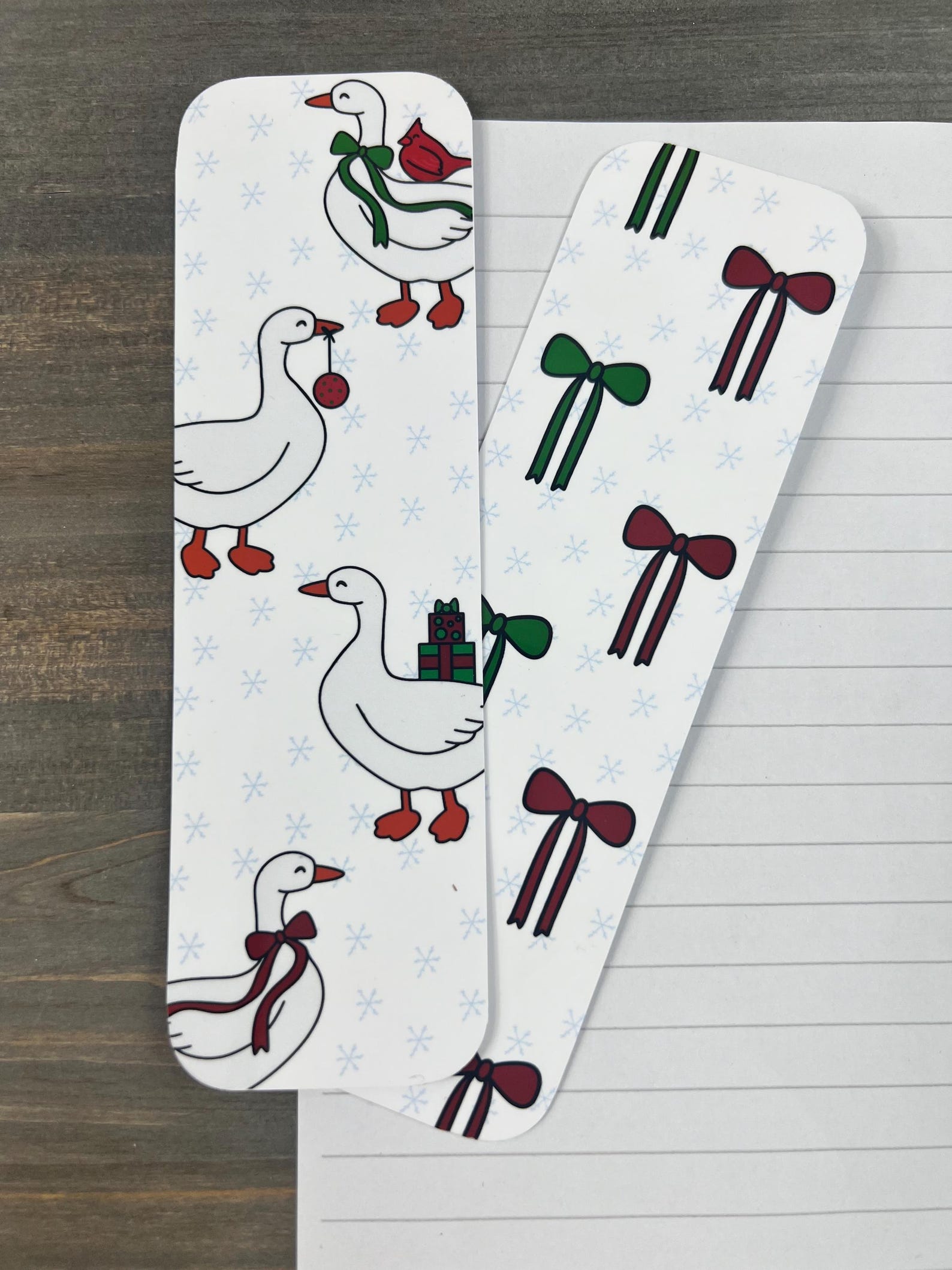 Holiday Geese Bookmark Set, Double-sided Christmas Bookmarks With ...