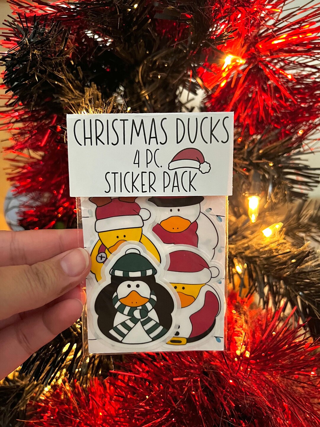 2-inch Christmas Ducks Sticker Pack, Water Resistant Stickers ...