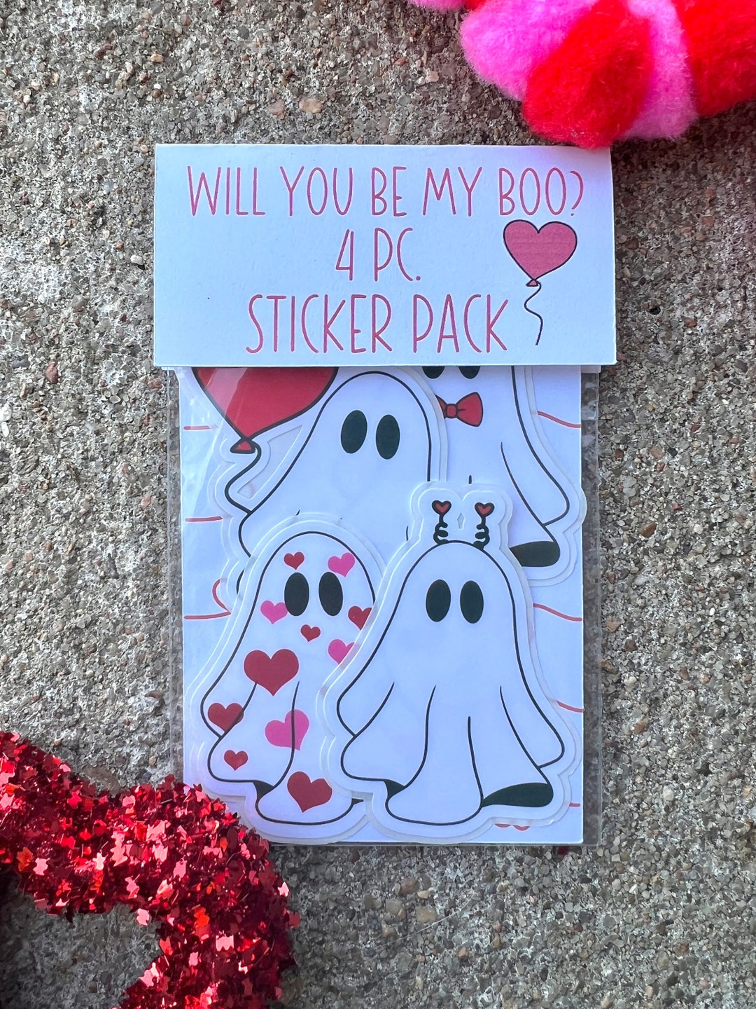 2-inch Valentine's Day Ghost Sticker Pack, Water Resistant Stickers ...