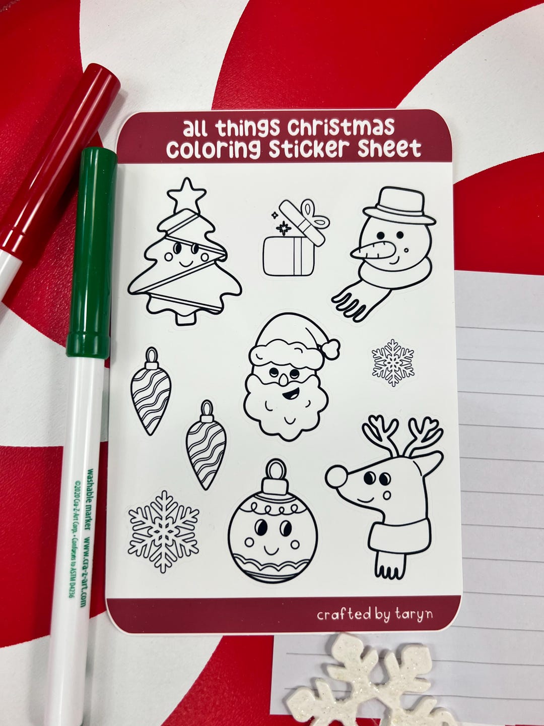 All Things Christmas Coloring Sticker Sheet, Christmas Stickers ...