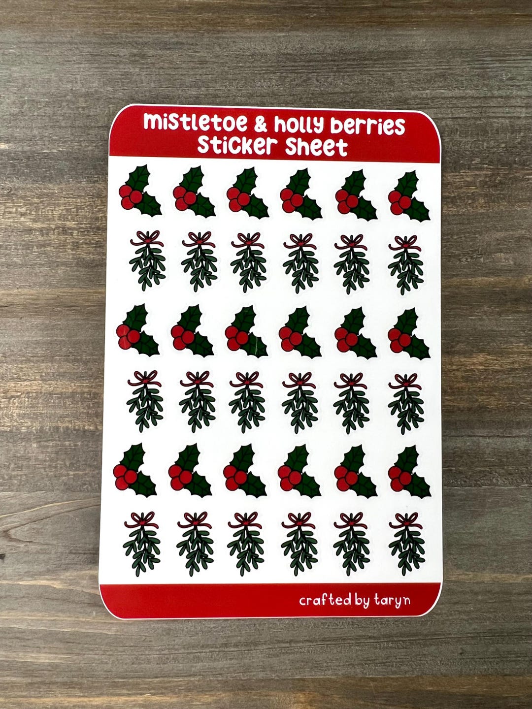 Mistletoe & Holly Berries Clear Sticker Sheet – Festive Holiday ...
