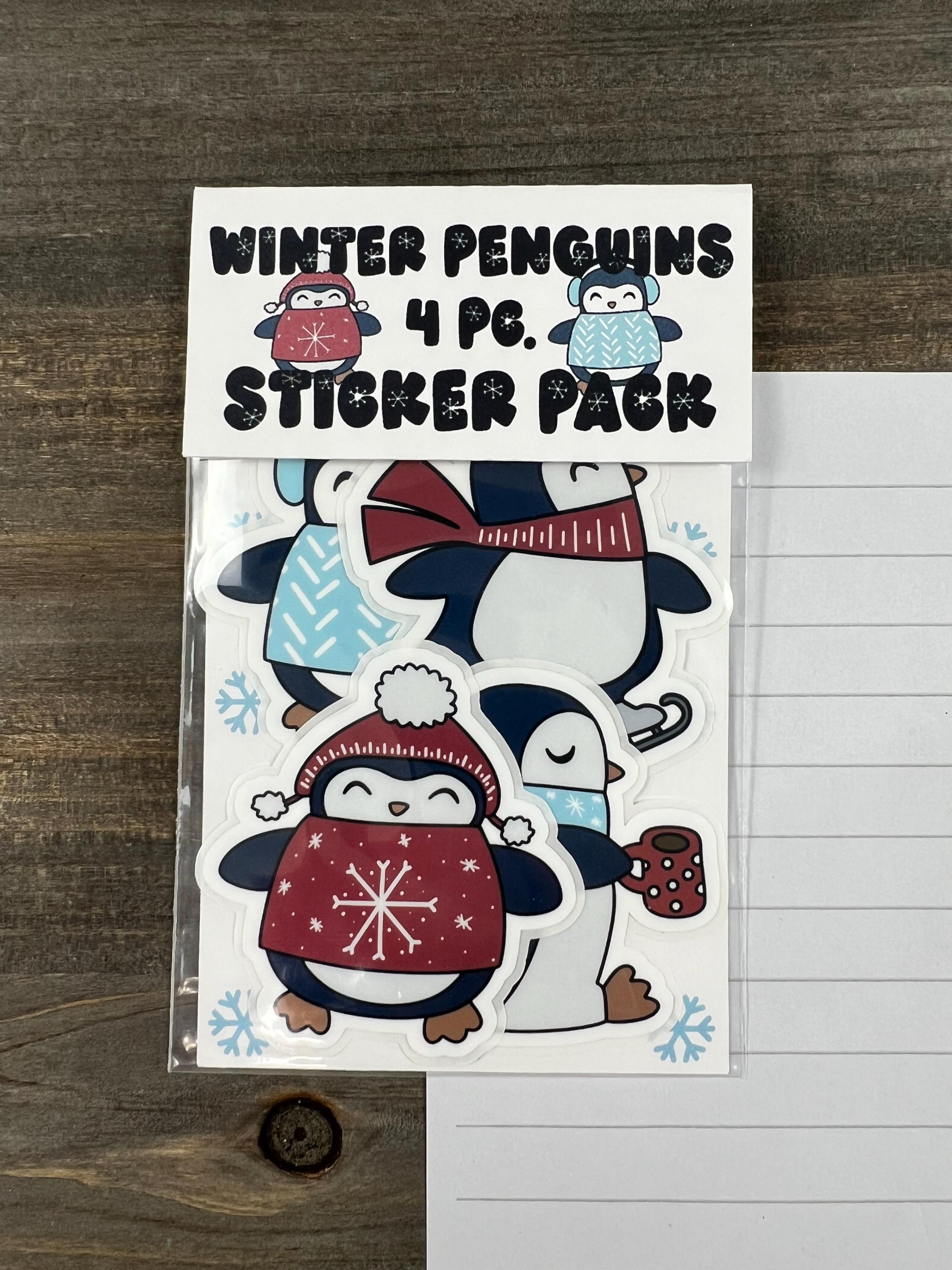 Winter Penguins Sticker Pack, January-themed Set, Decals for Journaling ...