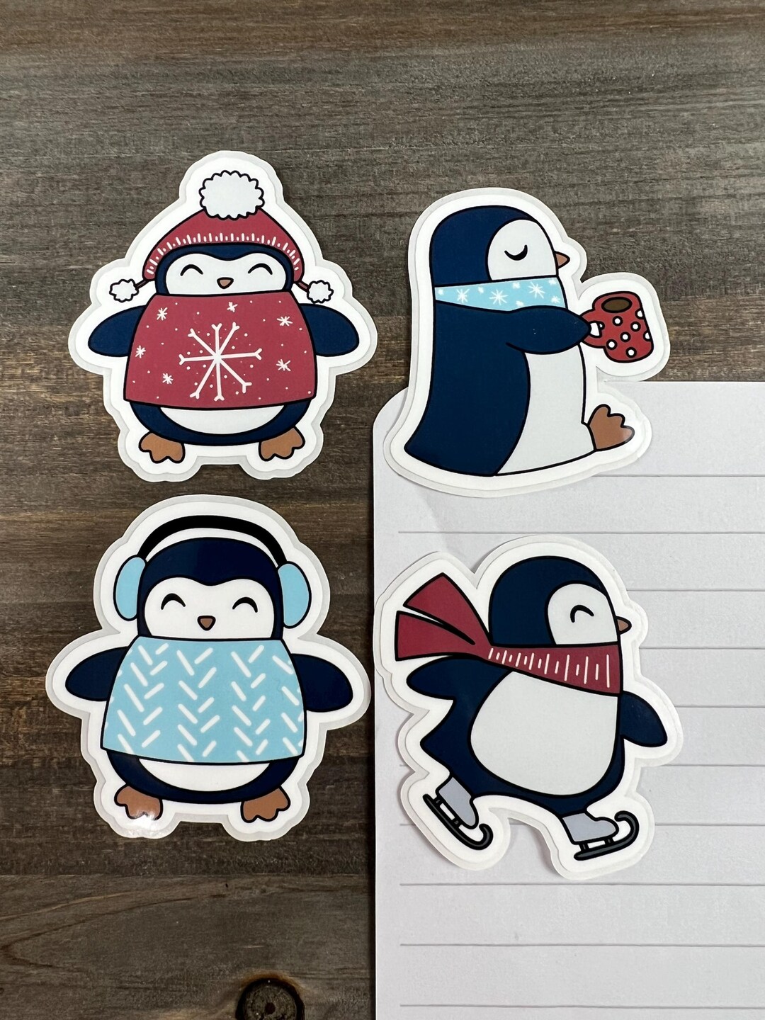 Winter Penguins Sticker Pack, January-themed Set, Decals for Journaling ...