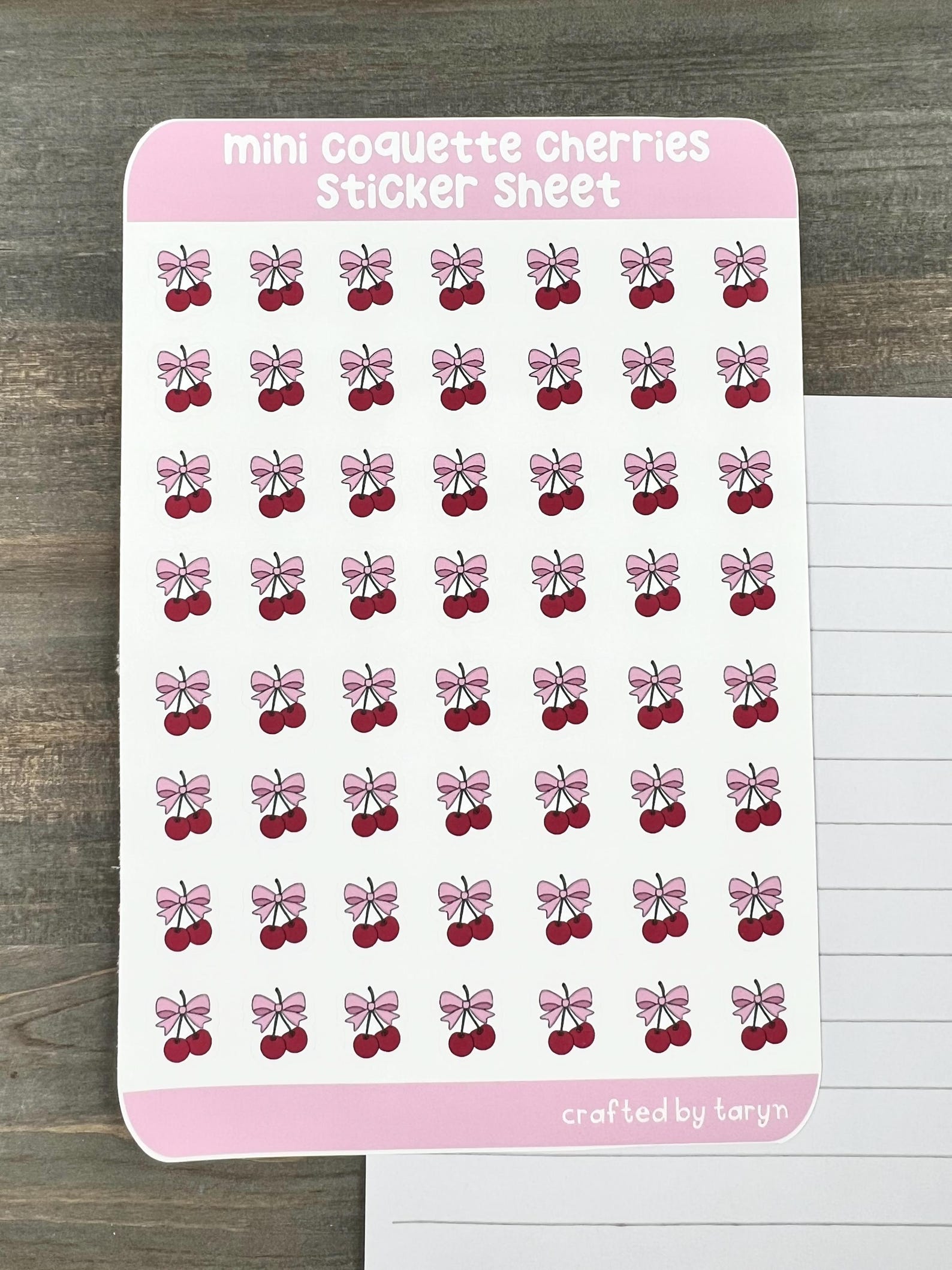 Mini Coquette Cherries Sticker Sheet, Scrapbooking, Planner ...