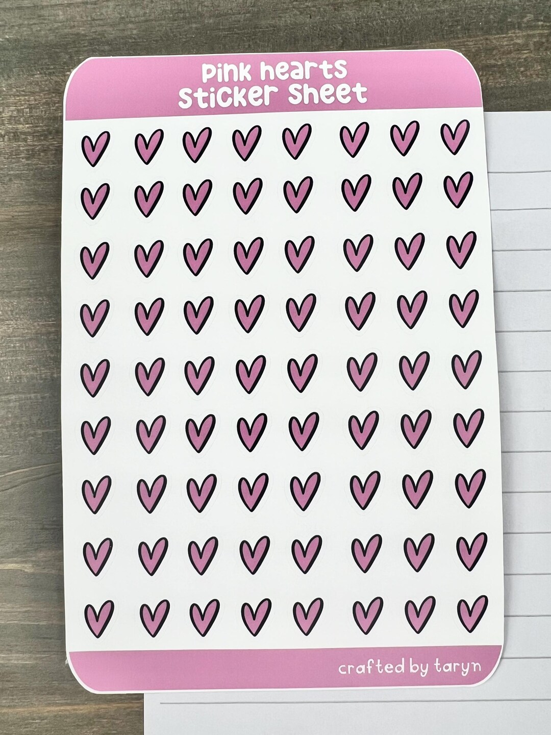 Mini Pink Hearts Sticker Sheet, Festive Love Decals for Journals ...