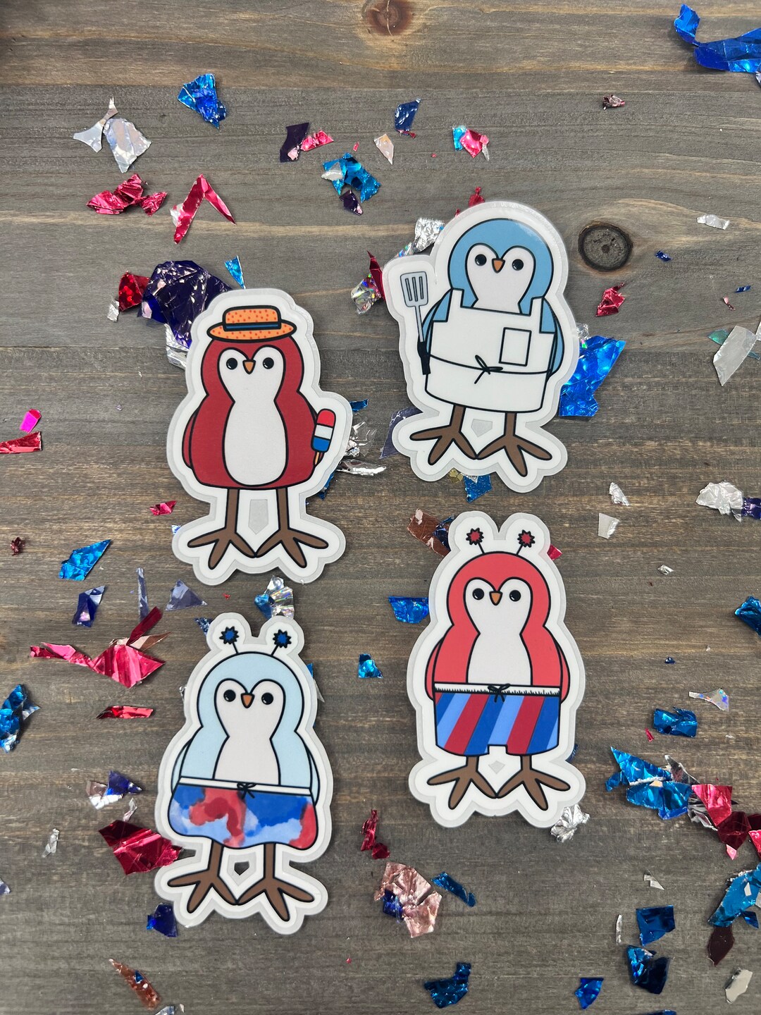 4th of July Birds Sticker Pack - Etsy