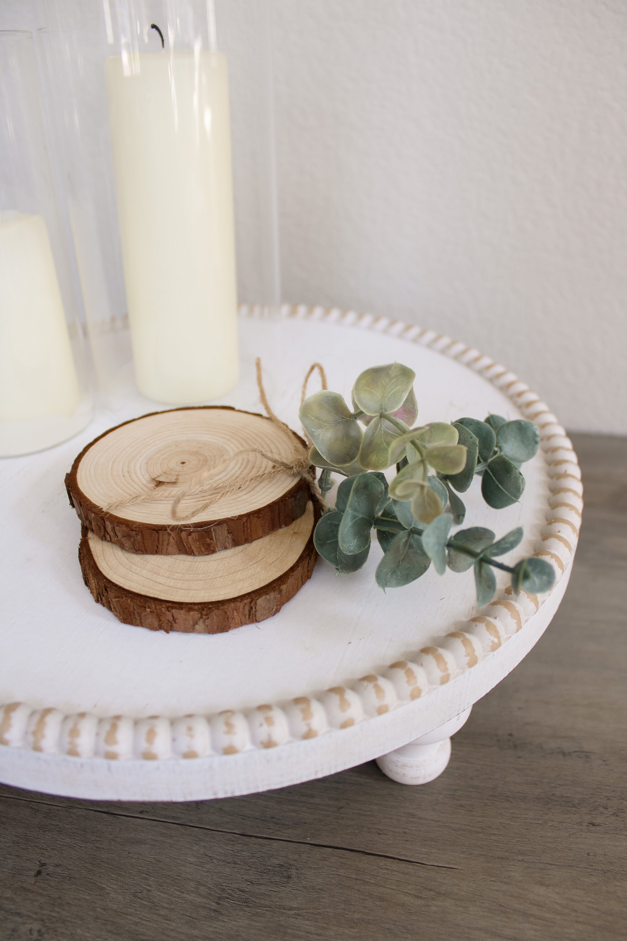 Wood Slab Decor With Twine and Faux Stems - Etsy