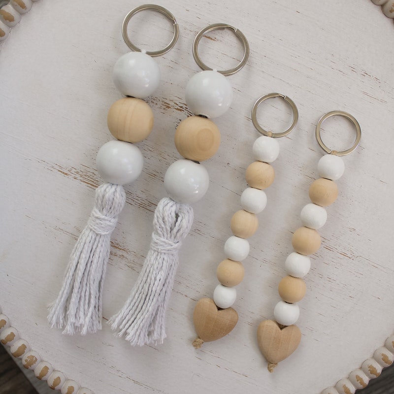 Wood Bead Keychain - Etsy