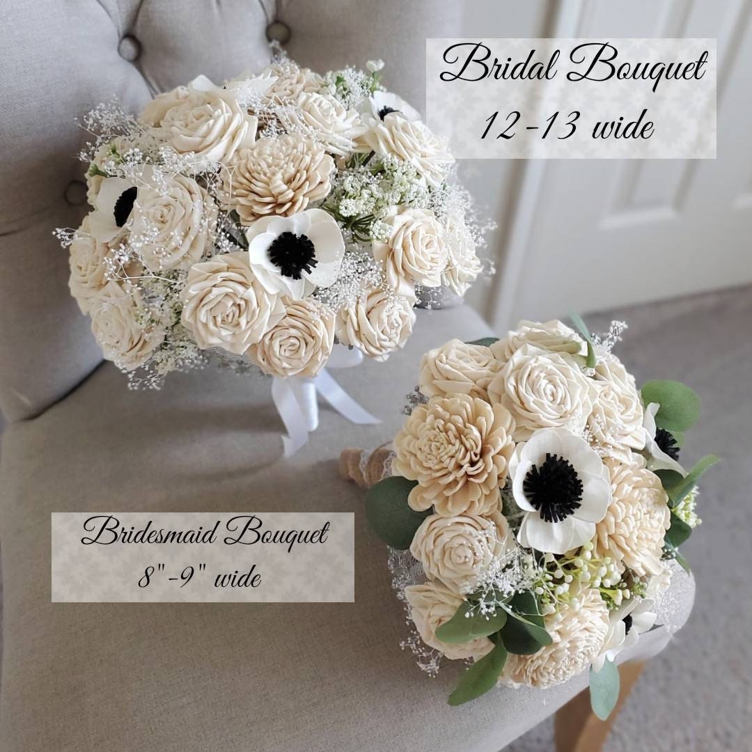 Nancy Sola Wood Bridal Bouquet, Natural Preserved Babies Breath ...