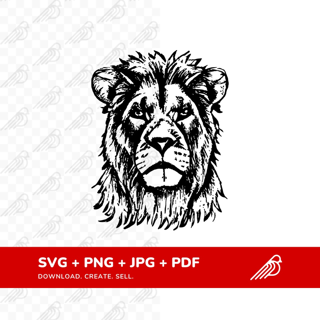 Hand-drawn Lion Head - Lion Mane Drawing - Instant Download Png, Svg ...