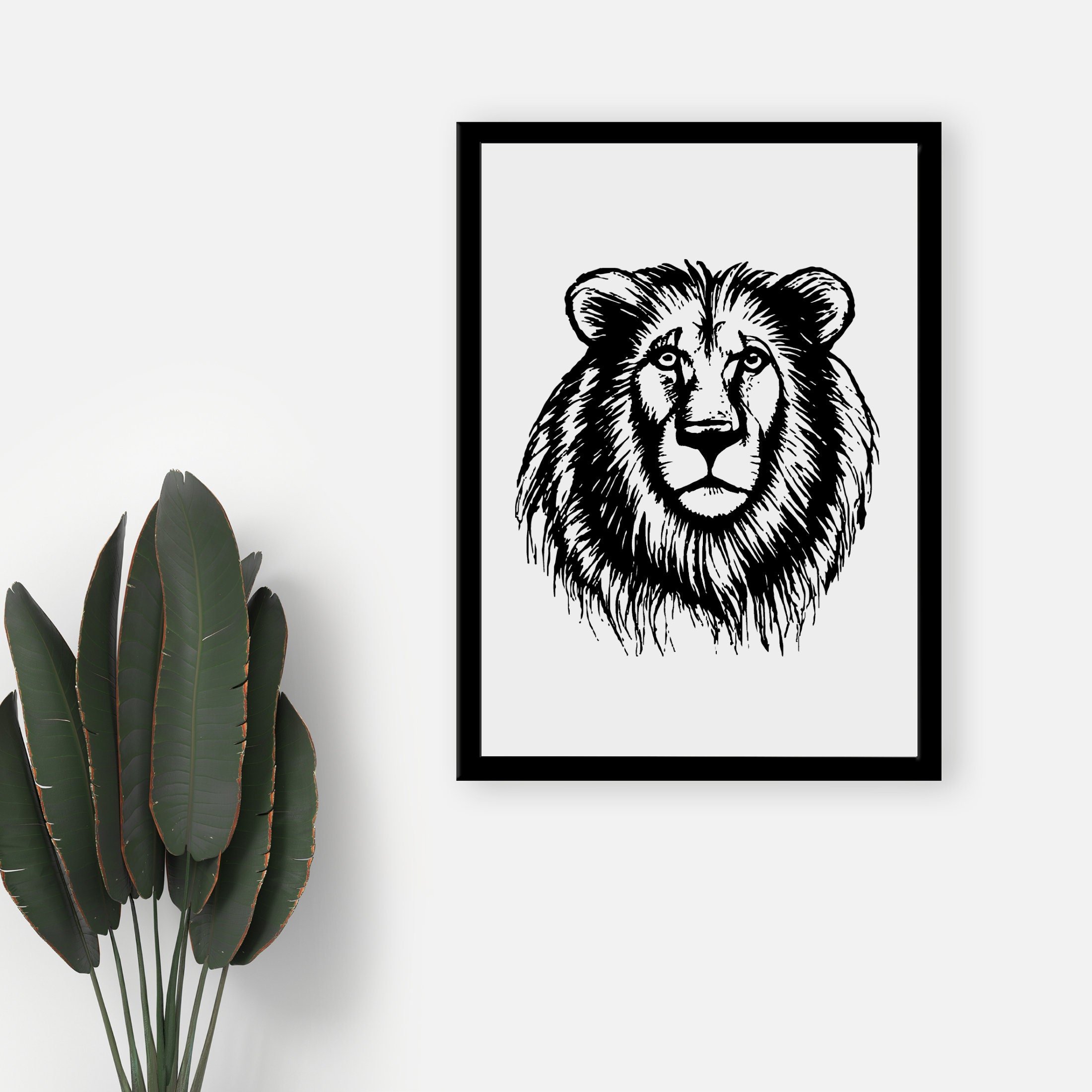 Drawing of Lion - Lion's Mane Art - Lion Wall Art - Instant Download ...
