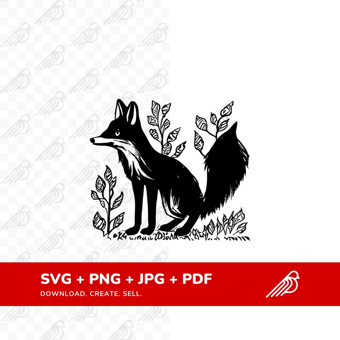 Fox Silhouette Art - Elegant Fox Illustration - Printable Art - Instant ...