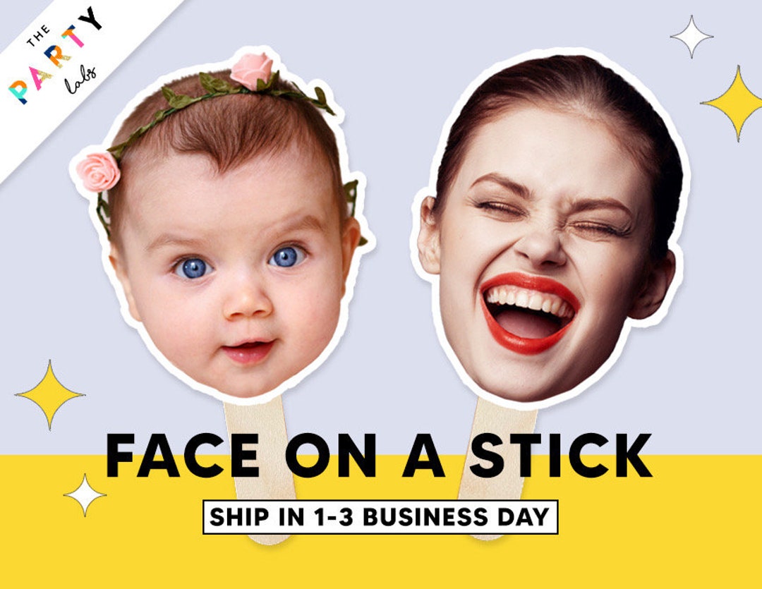 Face on a Stick, Custom Face Cutout on a Stick for Birthday ...
