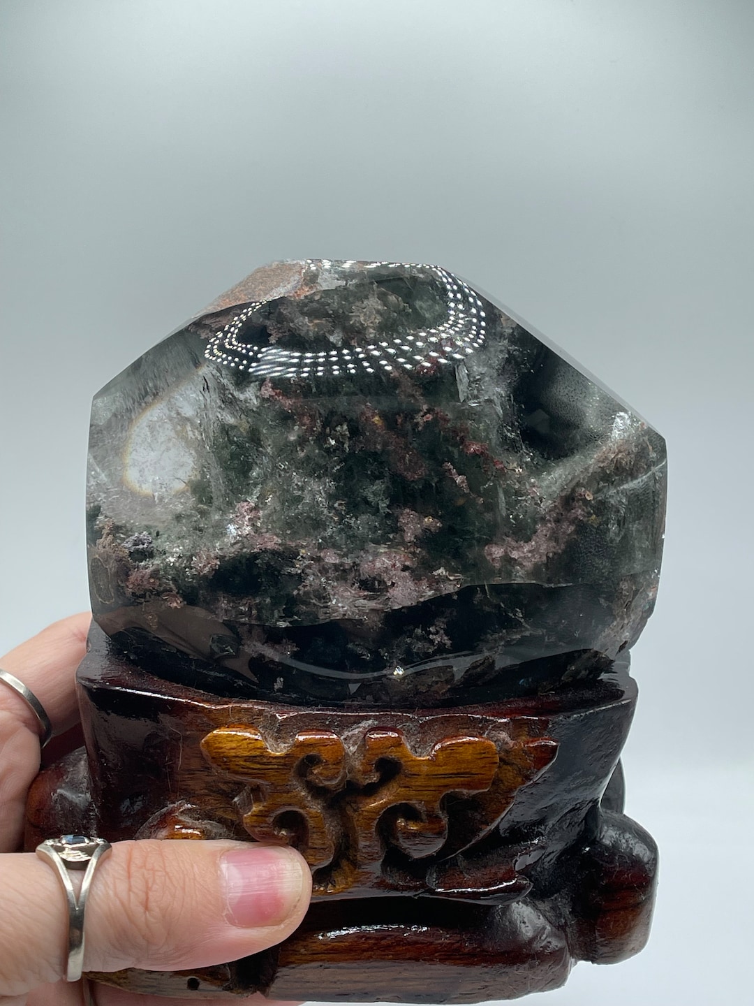 Garden Quartz With Red & Green Inclusions on Custom Stand - Etsy
