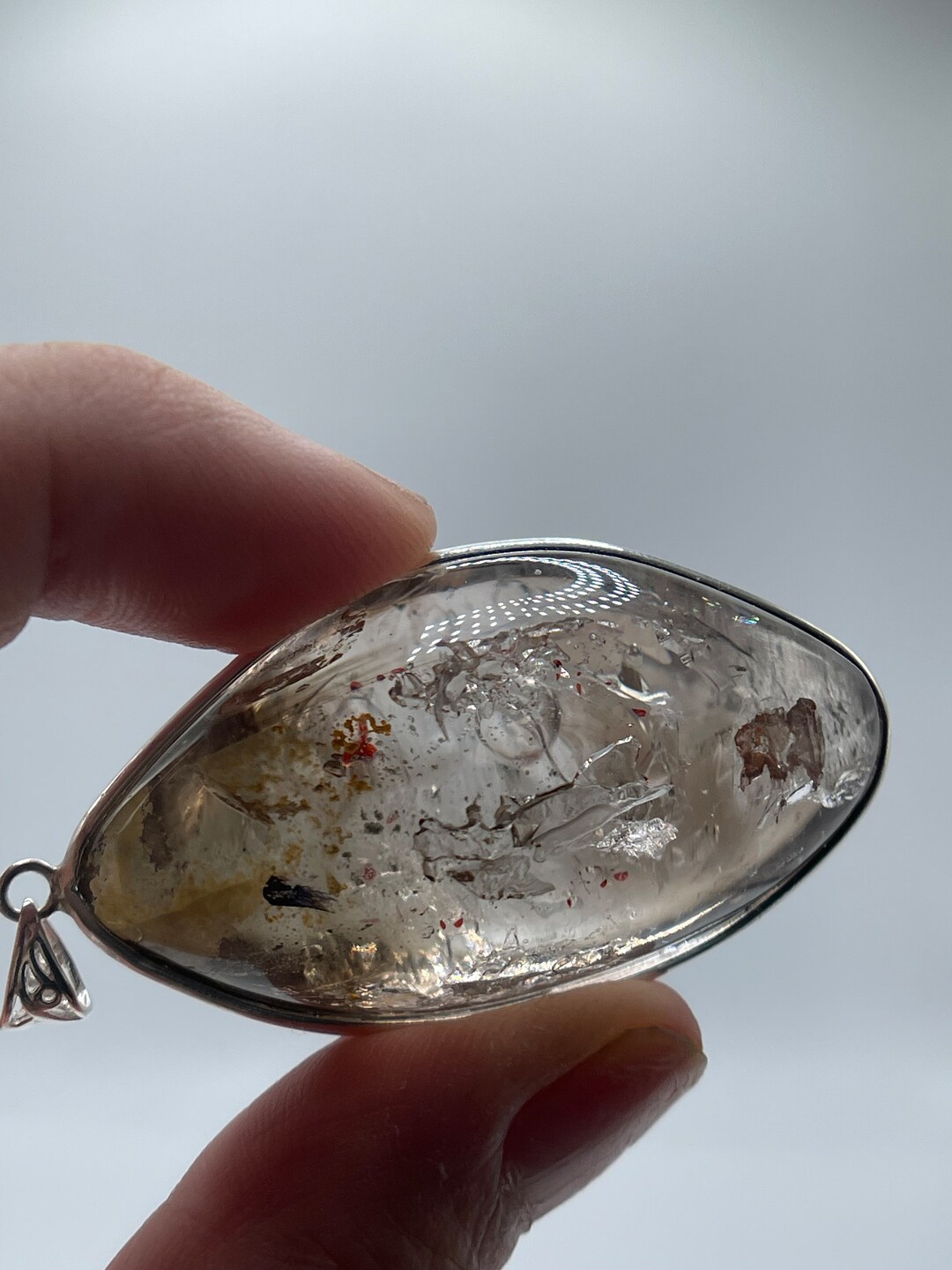 Stunning Smoky Quartz Enhydro Pendant With 3 Mobile Bubbles. Set in Sterling Silver on Sterling ...