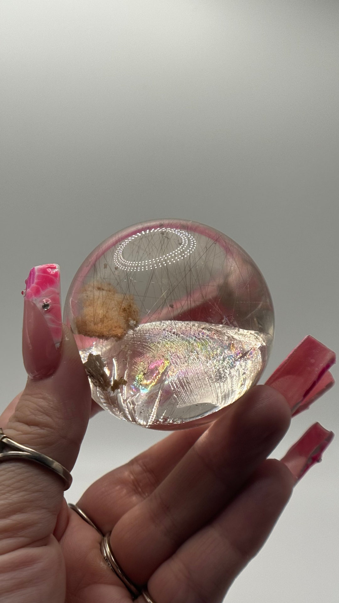 Rainbow Rutile Quartz Enhydro Sphere: Flowing Sand Inclusion (58mm) - Etsy