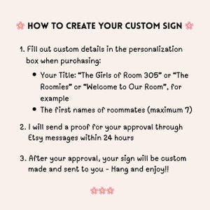 College Dorm Room Roommate Door Sign, Custom Dorm Decor, Personalized ...