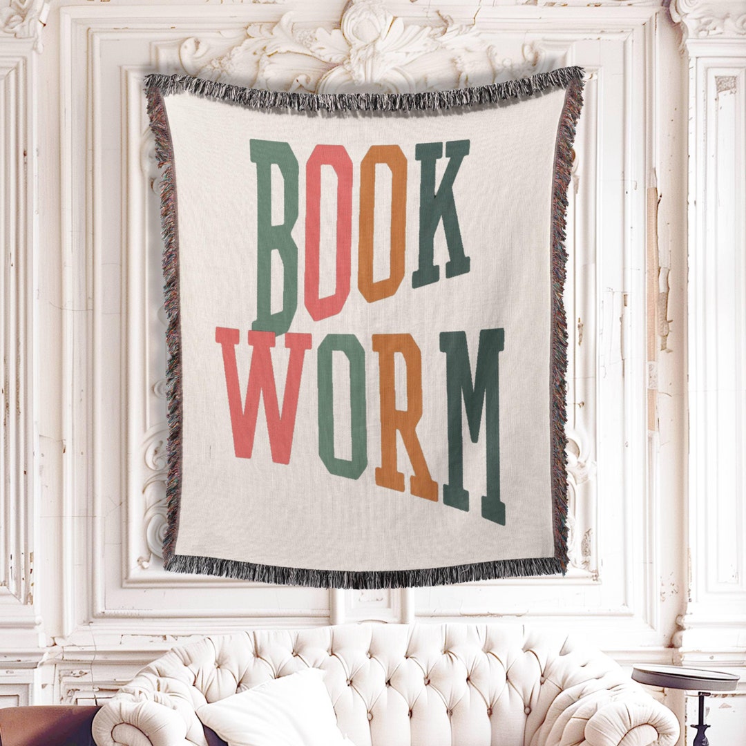 Reading Blanket, Bookworm Woven Blanket, Cozy Tapestry Throw, Gift for ...