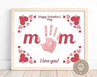 PRINTABLE Valentines Day Handprint Art Craft for Kids, Keepsake Art ...