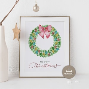 PRINTABLE Christmas Handprint Art, Wreath Thumbprint Craft, Preschool ...